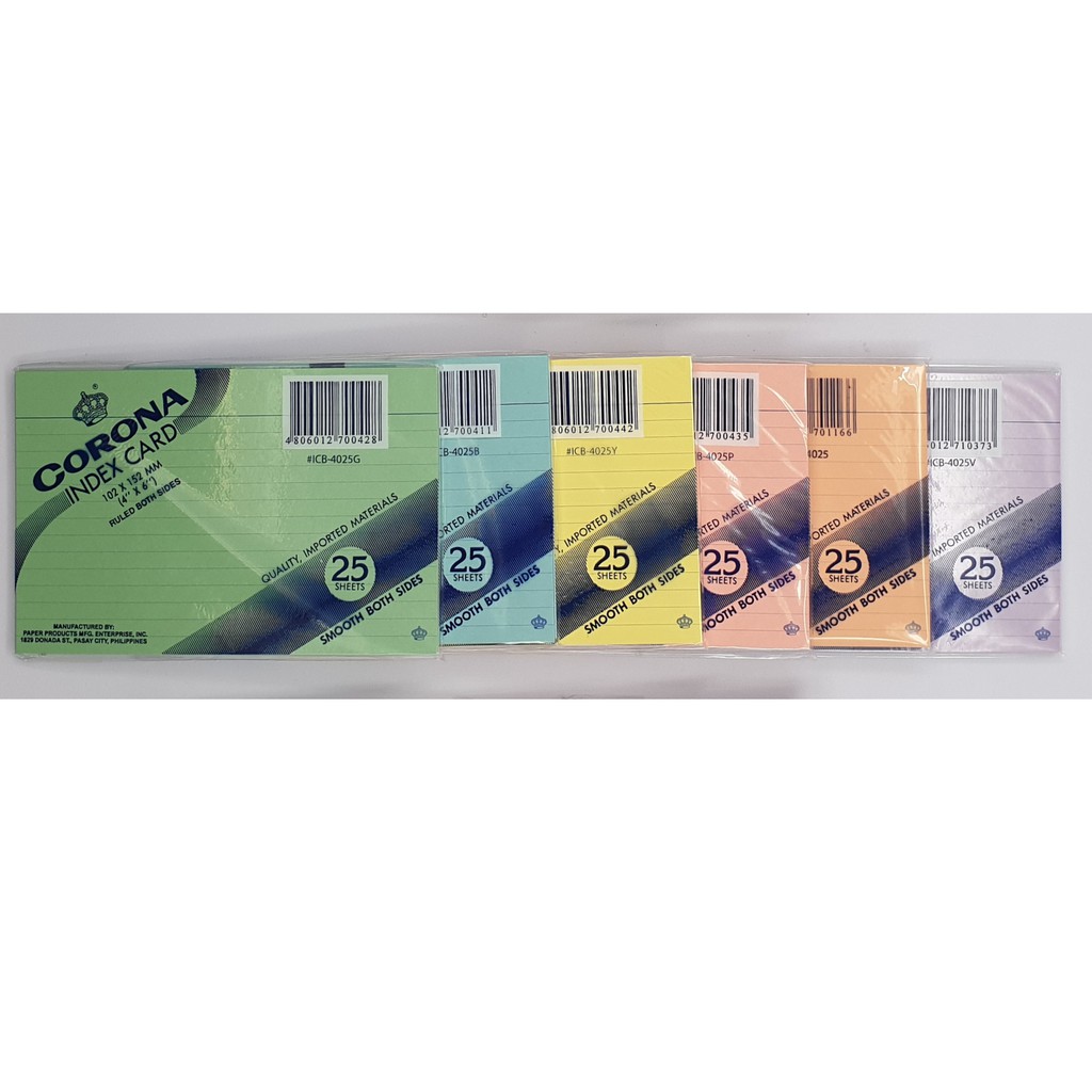Corona Index Card (4 x 6 in) (Colored) | Shopee Philippines