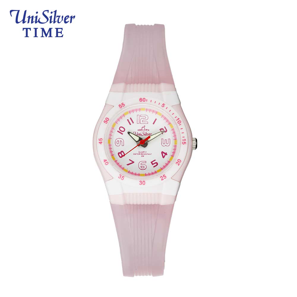UniSilver TIME Women's Transparent Pink Rubber Watch KW534-2550 ...