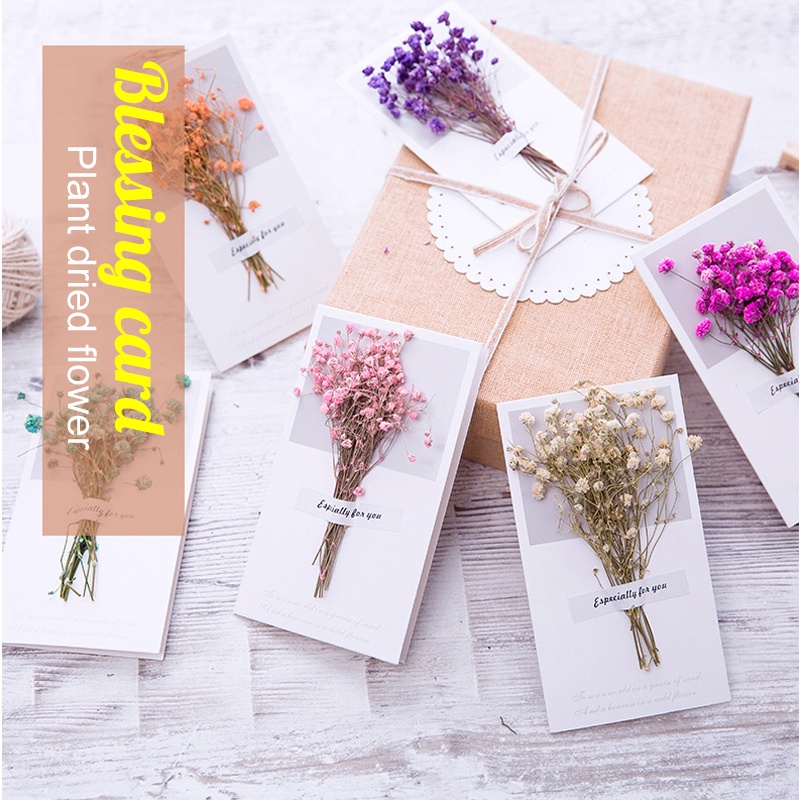 birthday Dried Flower Blessing gift Card Business Greeting Cards ...