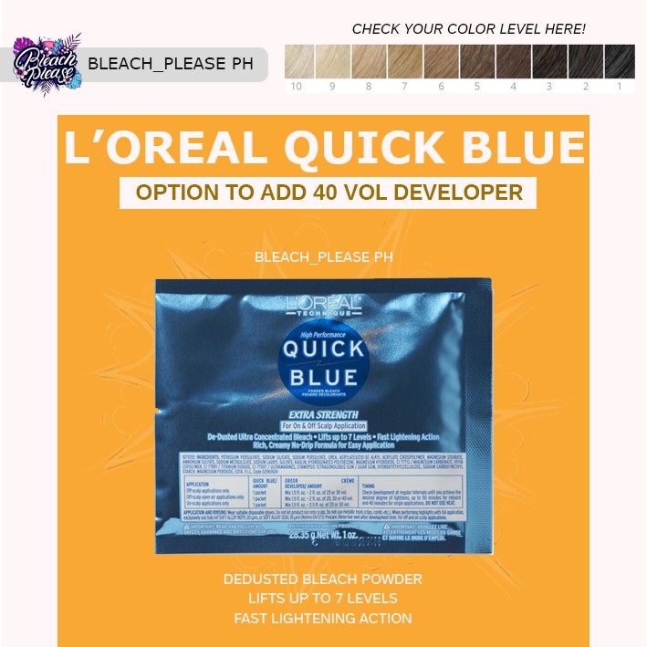 L'oreal Quick Blue Hair Bleaching Powder- Sachet for Professional Hair ...