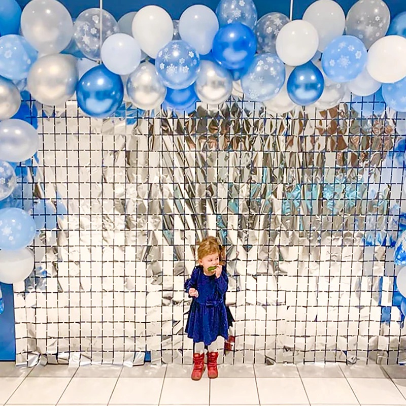 Square Foil Fringe Curtain Backdrop Decor Birthday Party Glitter ...