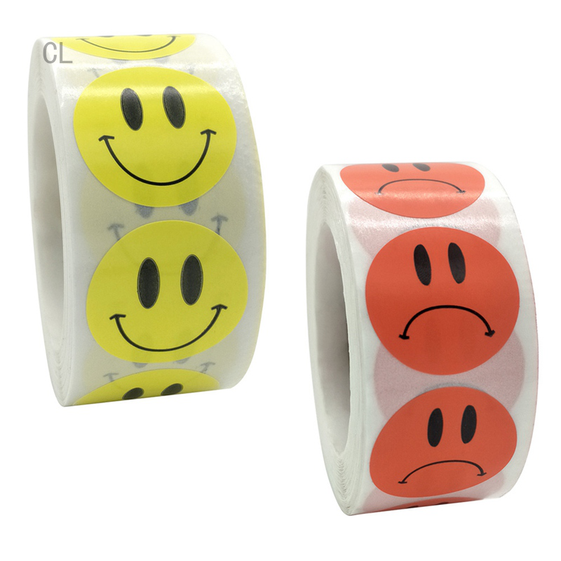 1Roll Happy Face And Sad Face Stickers Paper Labels Reward Stickers DIY ...