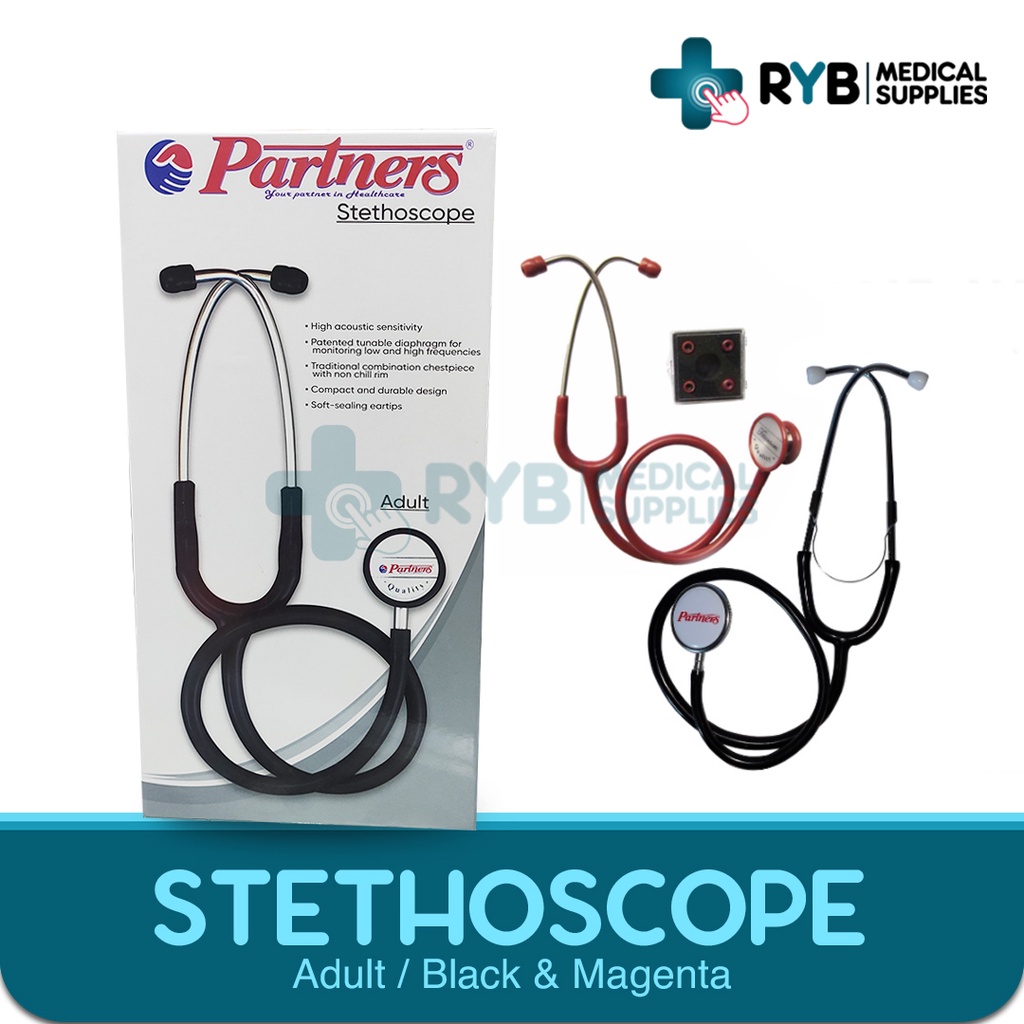 Partners Dual-head Stethoscope (Black & Magenta) | Shopee Philippines