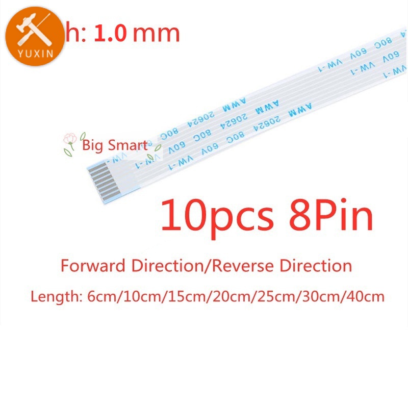 10pcs 8 pin Pitch 1.0mm FFC FPC Ribbon Flexible Flat Cable LCD Cable 8P ...