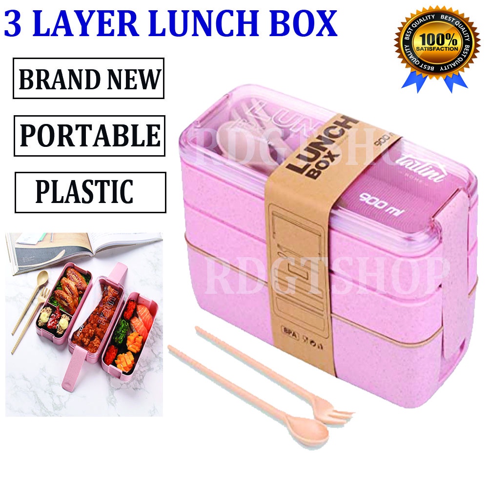 3 Layers Lunch Box Microwavable Japanese Bento Food Container Eco ...