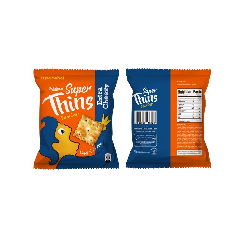 Super Thins Baked Chips Extra Cheesy 26g | Shopee Philippines
