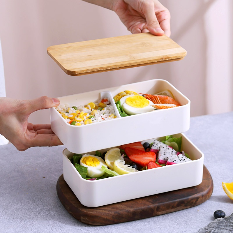 Bento Box 2 Tiers Lunch Box Food Containers Bento Lunch Box with ...