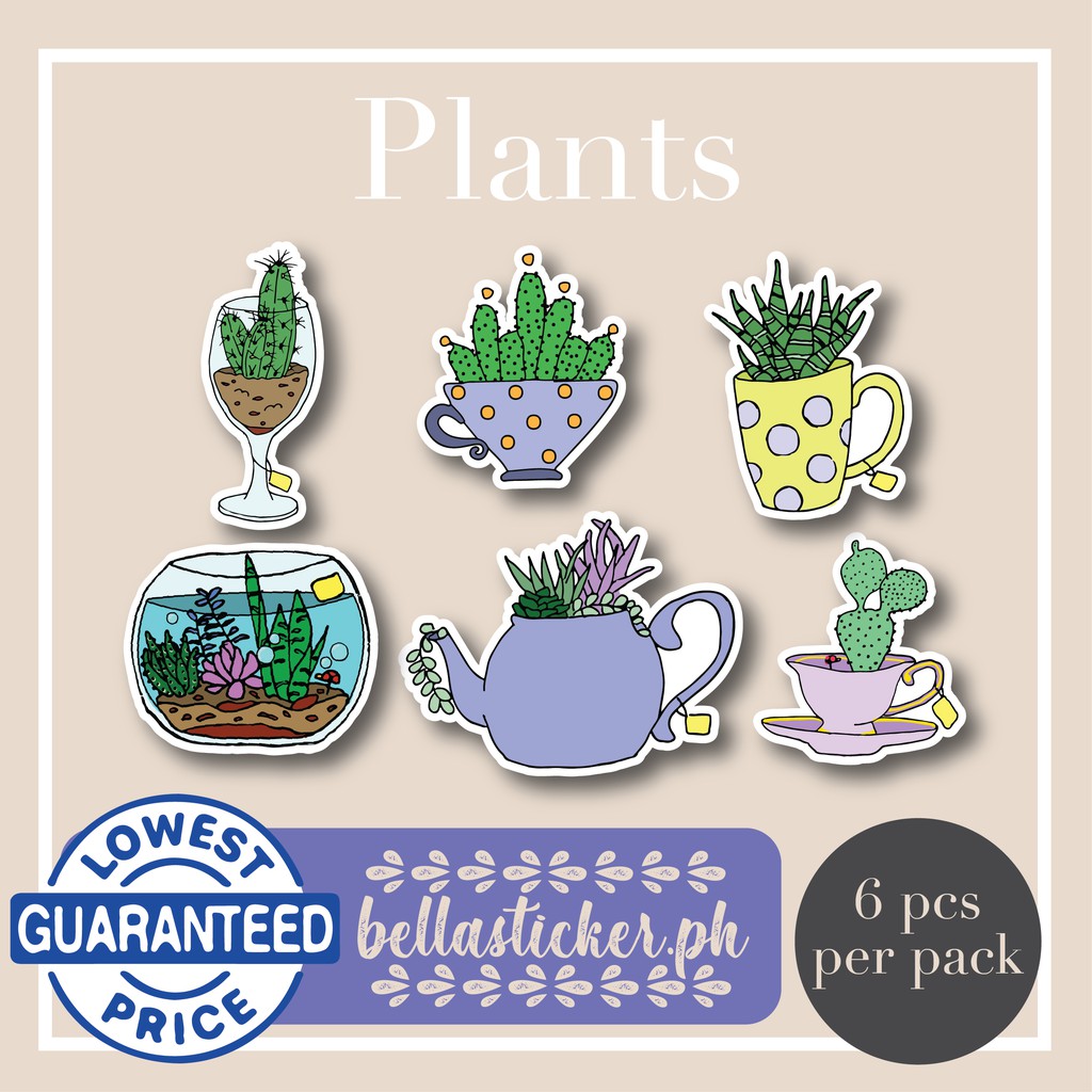 *WATERPROOF LAMINATED* CACTI AND SUCCULENT STICKER PACK PLANTS | Shopee ...