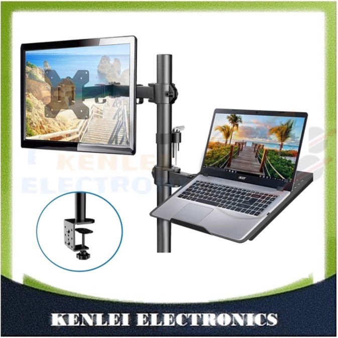 KENLEI DUAL MONITOR MOUNT / BRACKET C-Clamp-Including laptop stand 2021 ...