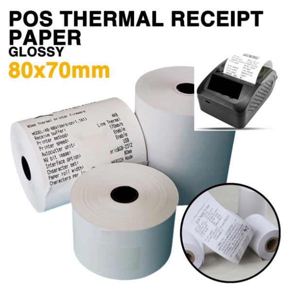 1 ROLL Thermal POS Receipt Paper Glossy Paper 80MM x 70MM POST PAPER ...