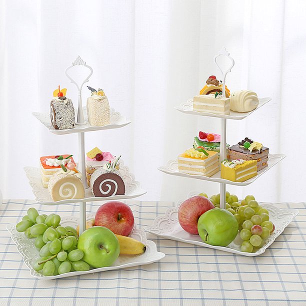 Three Layer Fruit Tray Cake Stand Vegetable Storage Rack Candy Plate ...