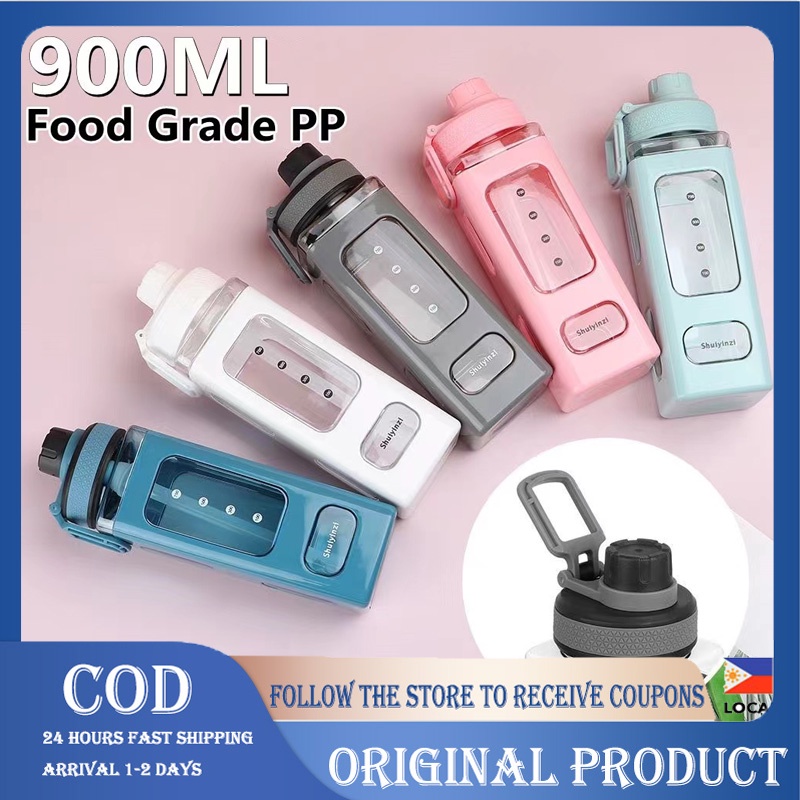 900ML Water Bottle With Straw Large Capacity Square Plastic Leakproof ...