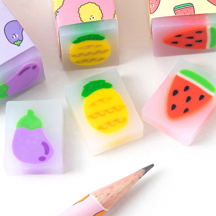 Mohamm 1Pc Lovely Fruits Watermelon Pineapple Eraser Cartoon Jelly ...