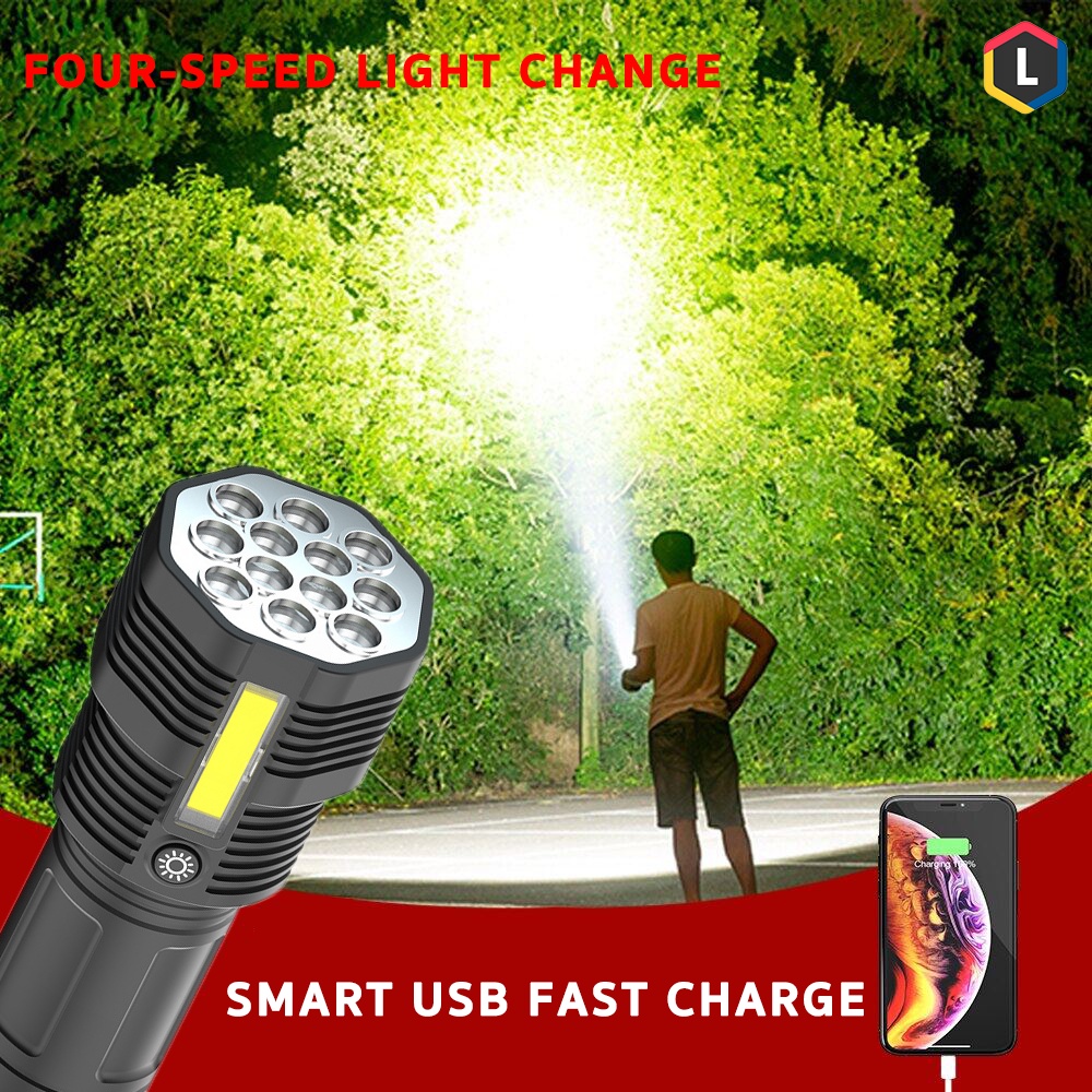 USB flashlight strong light super bright long-range home multi-function ...