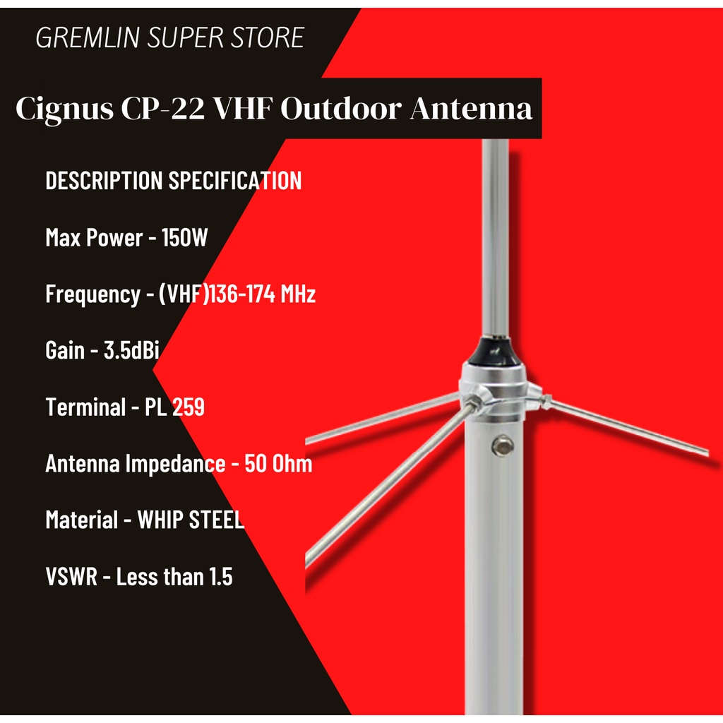 Cignus CP-22 VHF Outdoor Antenna | Shopee Philippines