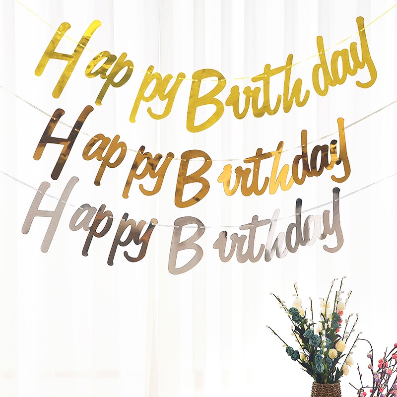 Happy Birthday Bunting Script Cursive Banner Birthday Banner Script ...