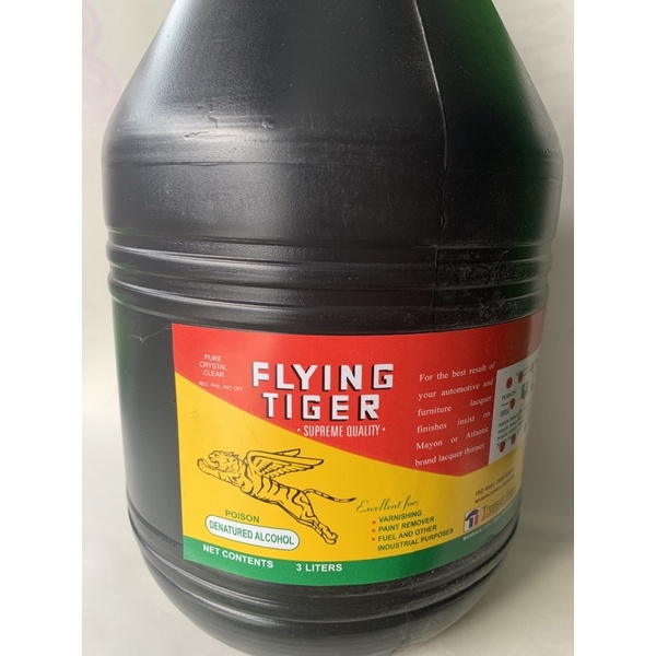 Flying Tiger denatured alcohol 3 liters (gal) | Shopee Philippines