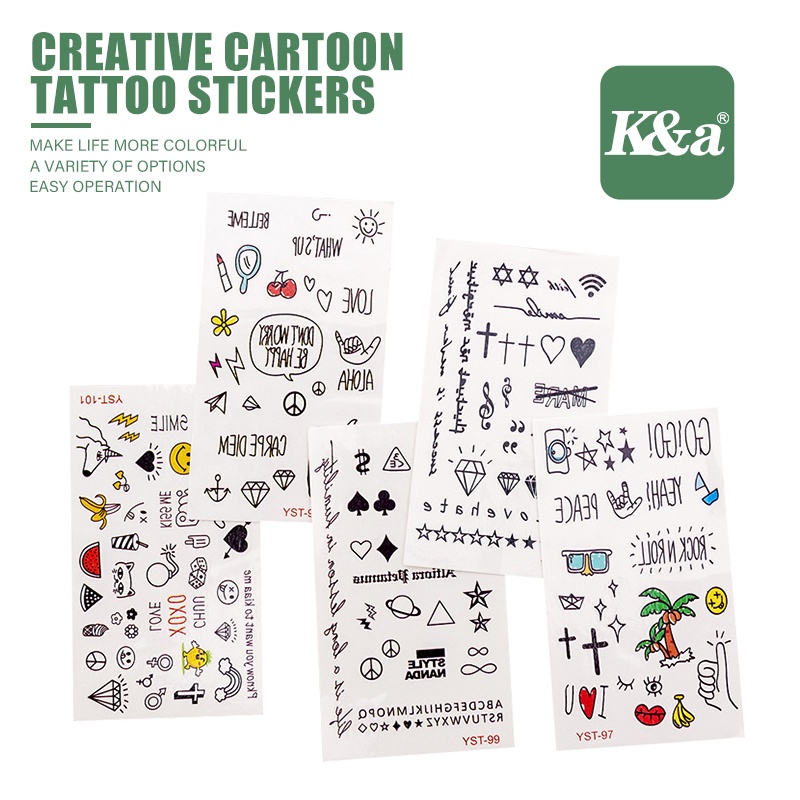 K&A Cartoon Tattoo Sticker Waterproof Stickers Stationary School ...
