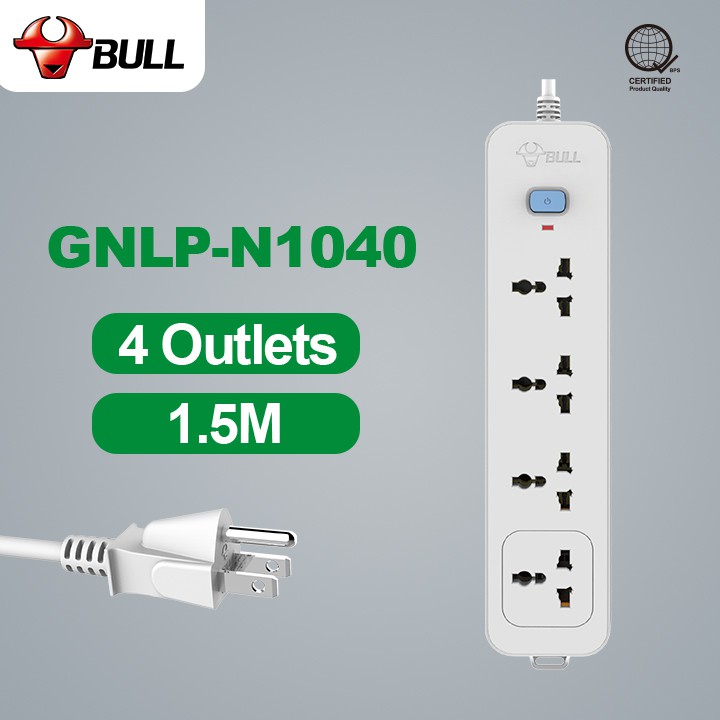 Bull Extension N1040-15 Cable Length 1.5m 4 Outlets 1 Switch Cord ...