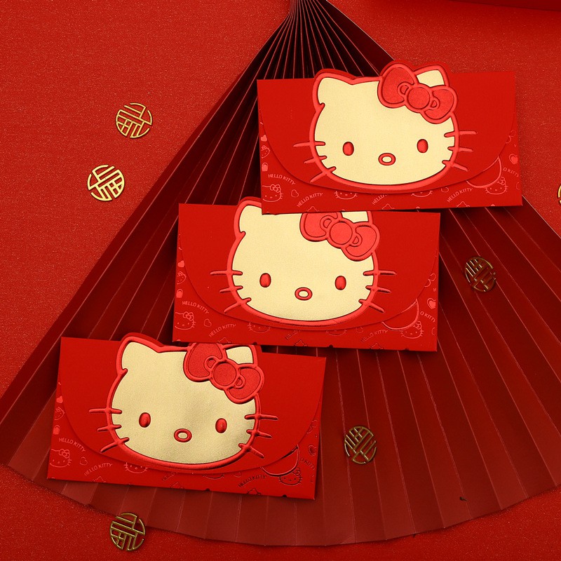 4Pcs Long Hello Kitty AngBao lovely Cartoon Minnie Mickey Red Packet ...