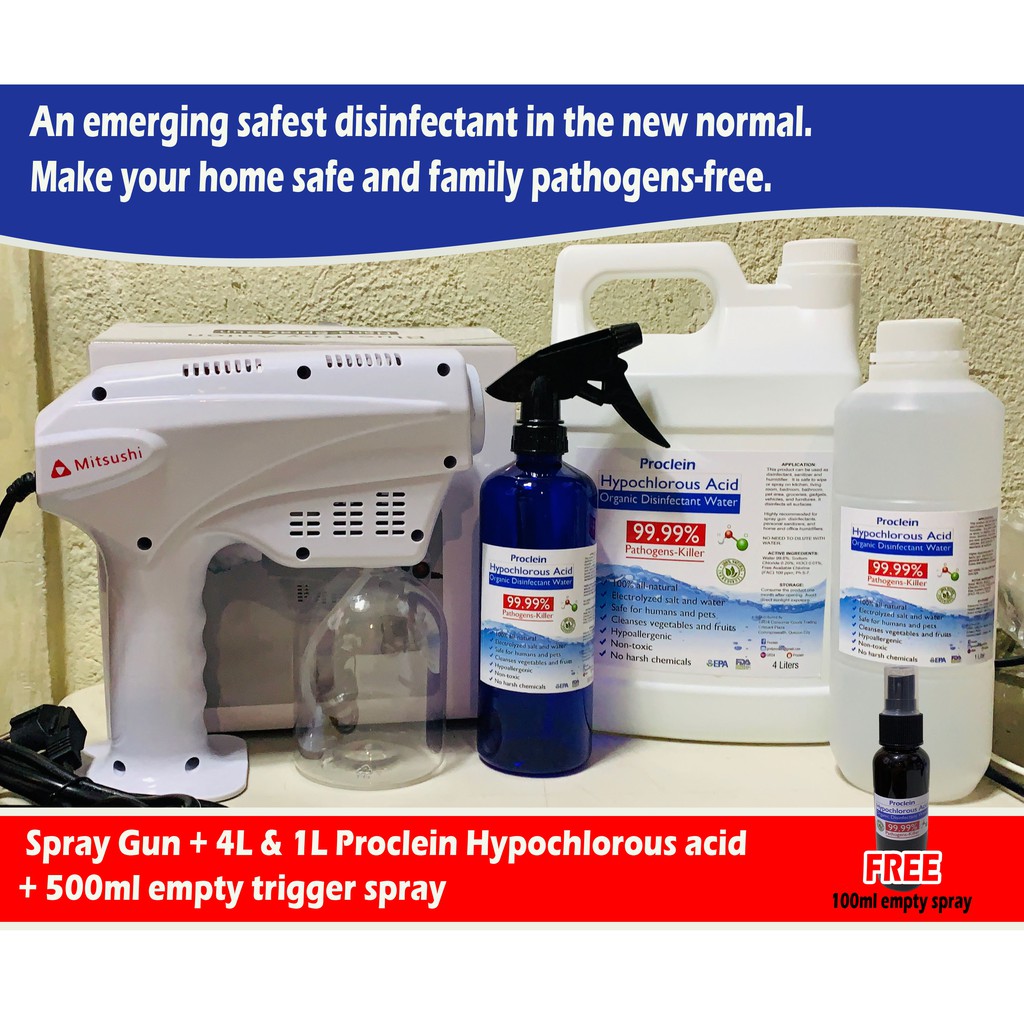 Spray Gun + Proclein Hypochlorous acid disinfectant (4 liters) with ...
