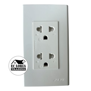 Royu Electrical Duplex Universal Outlet with Ground and Shutter Set ...