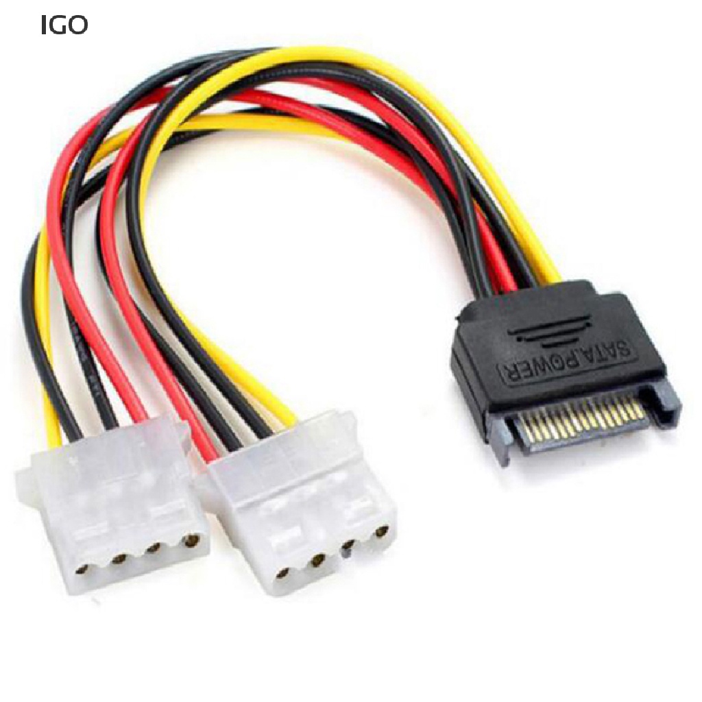 IGO 15Pin SATA male to double 4 pin molex female ide hdd power ...
