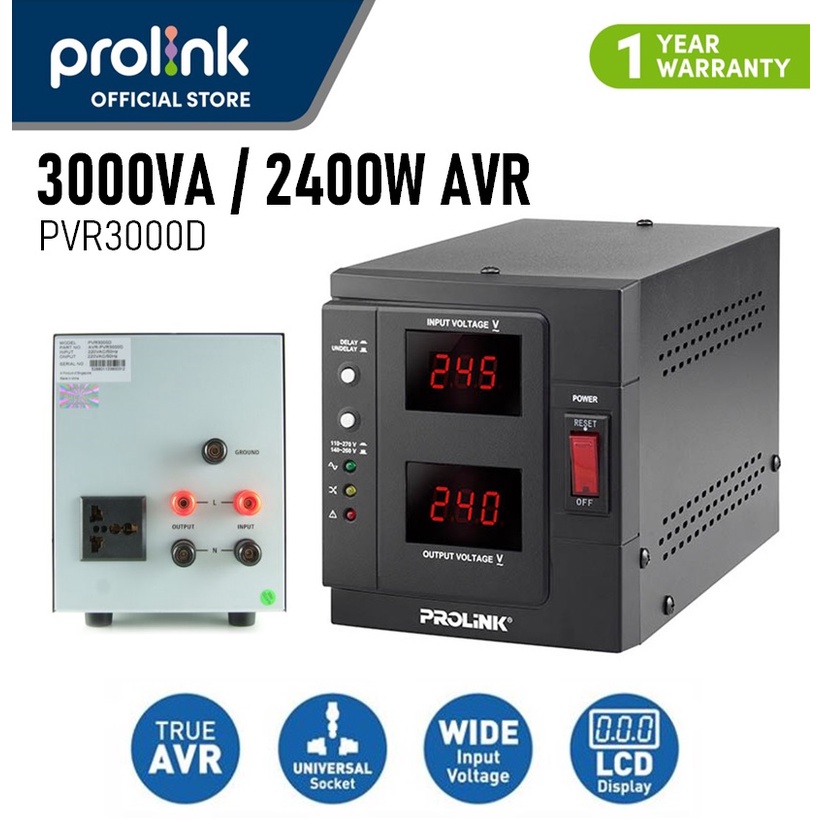 Prolink Pvr3000D Auto Voltage Regulator With Lcd AVR | Shopee Philippines