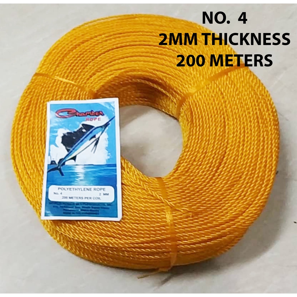 NYLON ROPE NO. 4 ( 2MM THK X 200 MTRS LONG ) TALI LUBID RAMDOM COLOR ...