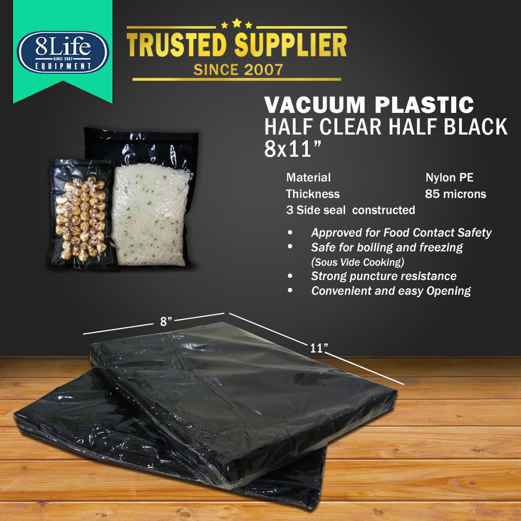 Nylon PE Vacuum Plastic Bags 8x11 Half Clear Half Black ( 500gm ...