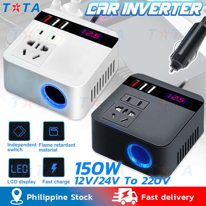 Car inverter 12V 24V to 220V power converter Multi-function truck ...