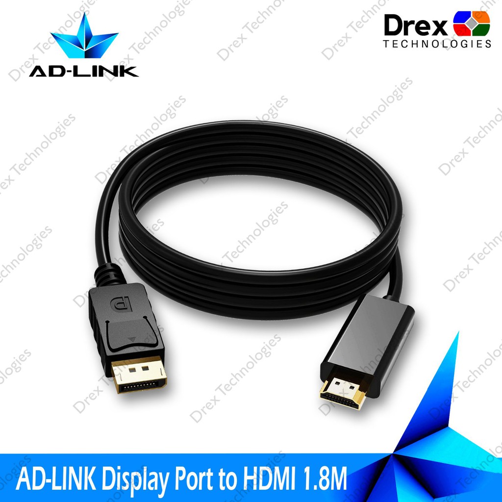 AD-LINK 1.8M DP To HDMI Converter - 1.8M Display port To HDMI Converter ...