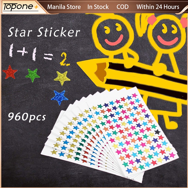 960 pcs/pack Shiny Star Stickers Kids Students Kindergarten Reward ...