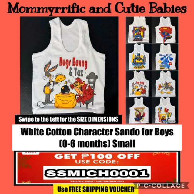 Character White Sando for Boys (0-6 months) | Shopee Philippines