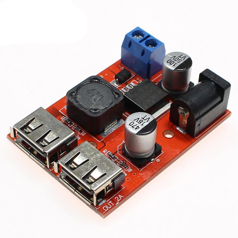 Dual USB DC-DC 9V 12V 24V 36V to 5V 3A Step Down Buck Converter Board Car Charger Solar Power ...