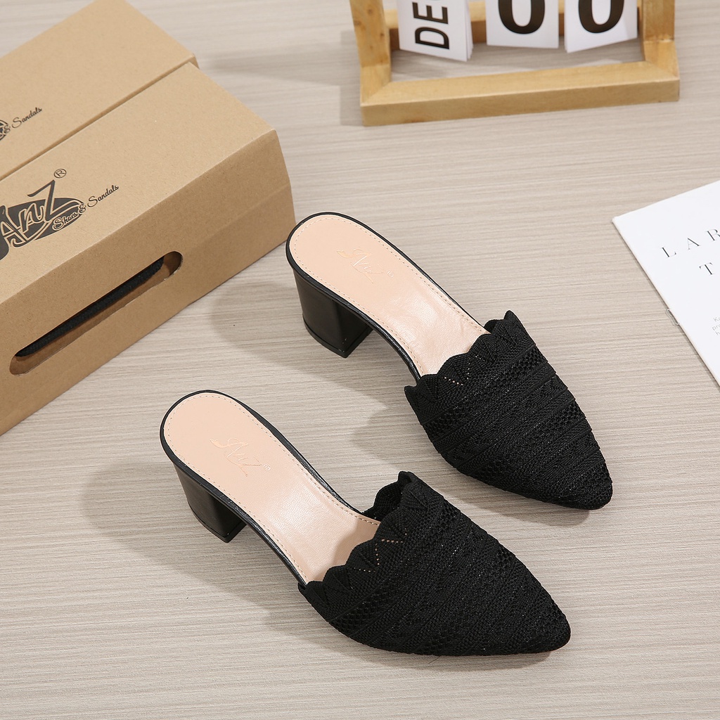 Korean leather High Heels Sandals Block-Heel 4color | Shopee Philippines