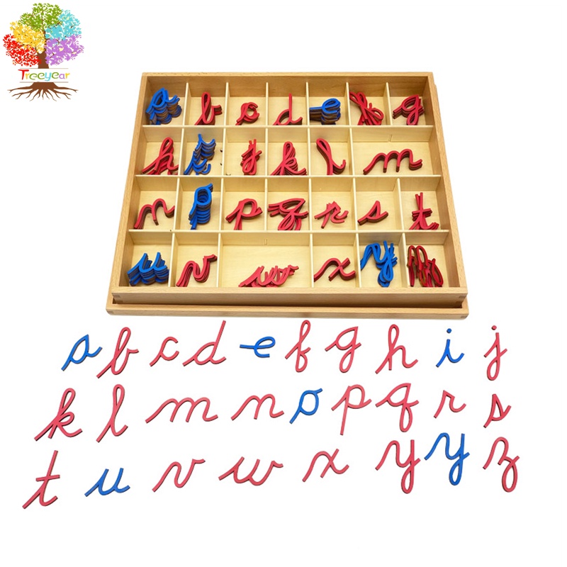 Treeyear Montessori Wooden Movable Cursive Alphabet with Box Preschool ...