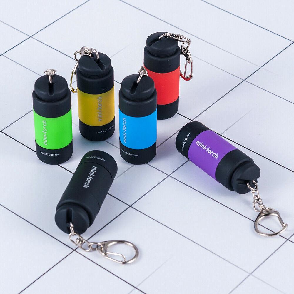 Portable Mini Keychain USB Rechargeable Pocket Torch Flashlight Light ...