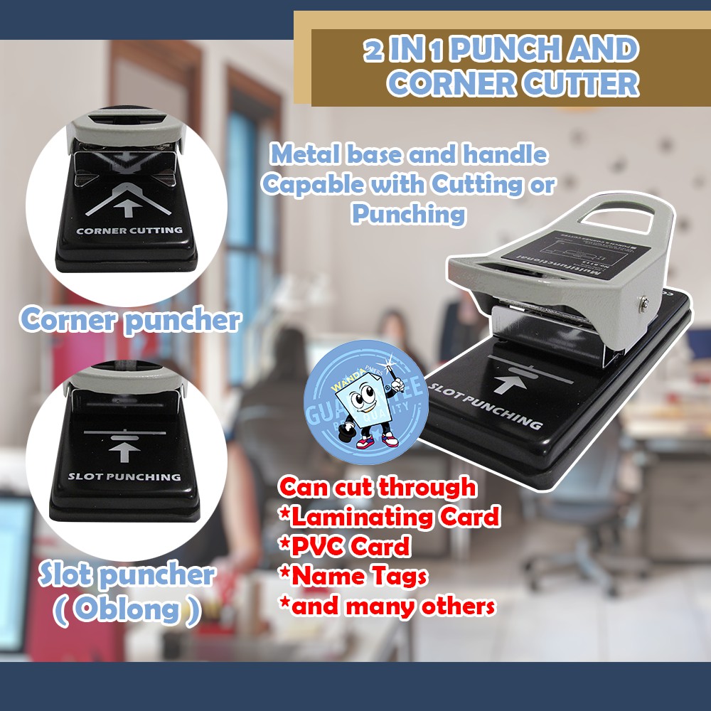 2 in 1 PVC ID Card Puncher [Corner, Oblong] Hole Puncher Corner Round ...