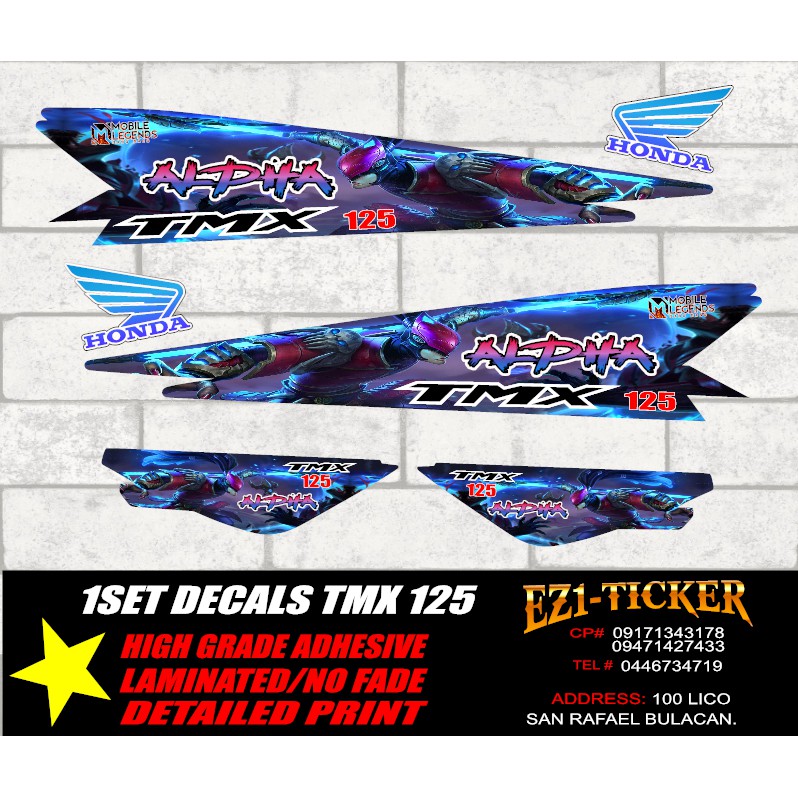 ALPHA ML TMX 125 DECALS Sticker with 3years warranty *fade proof *water ...