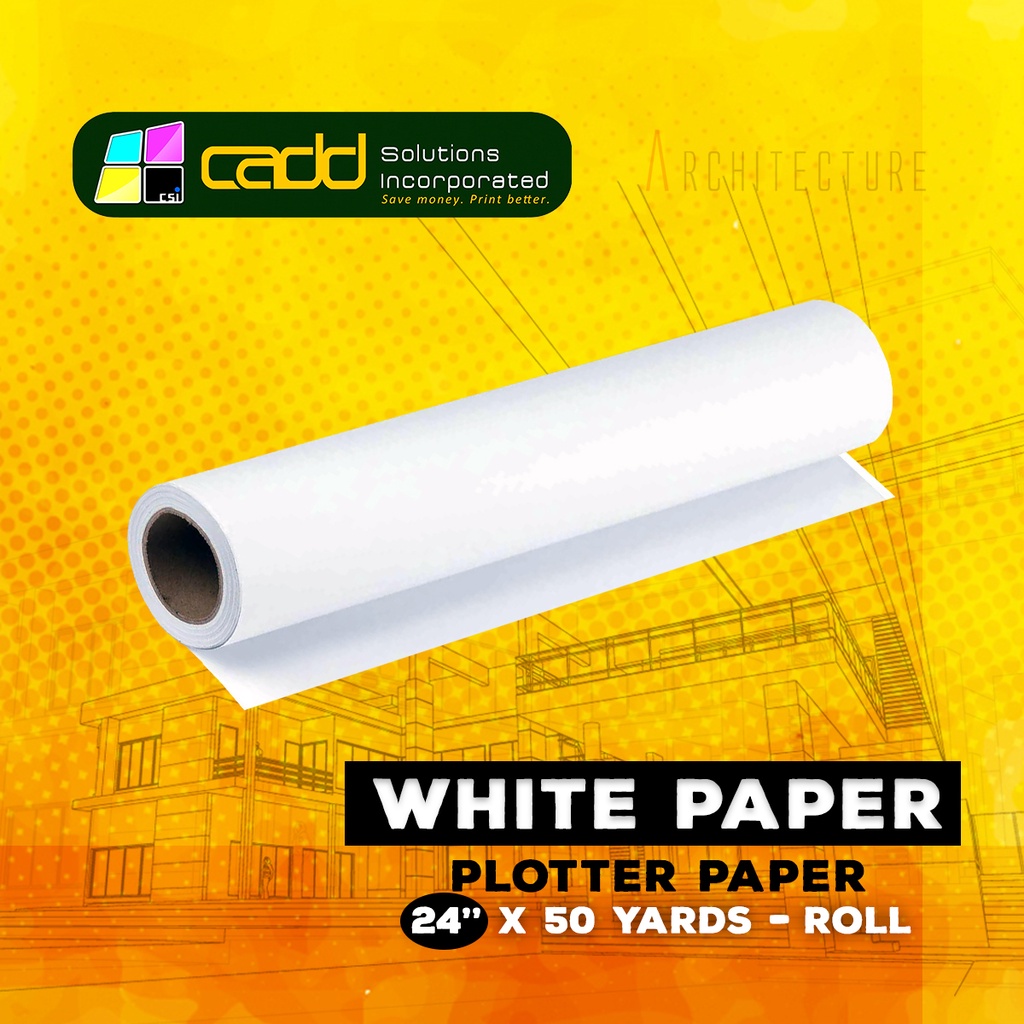 White paper Plotter paper - 24 x50 Yards - 80/85gsm High Quality, Ultra ...
