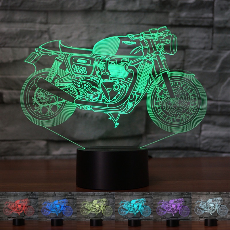 Motorcycle Shape Night Light 7 Colors Gradient Toy Motor USB LED Table ...