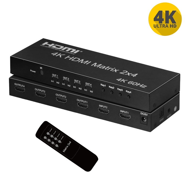 4k HDMI Matrix 2X4 Splitter 4K 60Hz 2 In 4 Out HDMI Splitter Switcher ...