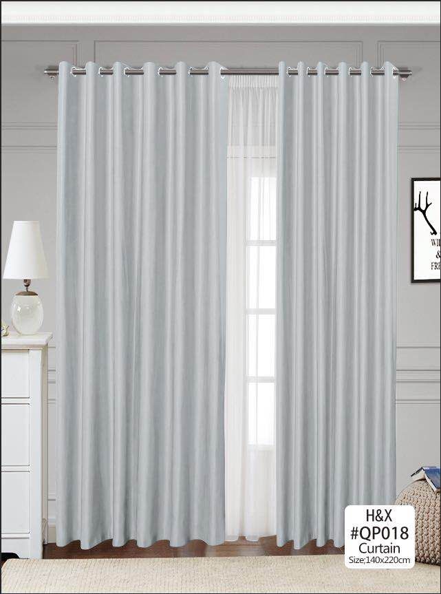 COD New Grey Sheer Curtain Curtains Plain Blockout Curtain Set Room ...