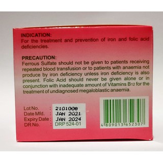 Brisofer OB Vitamin and Mineral Iron 60mg + Folic Acid 400mcg Box of ...