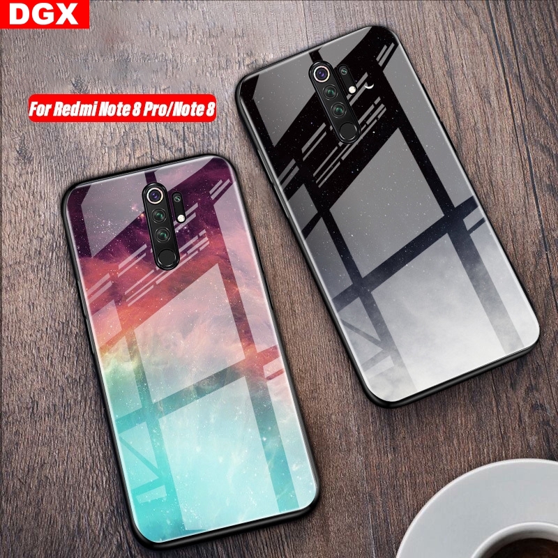 Xiaomi Redmi Note 8 Pro Fashion Glossy Tempered Glass Cover Case Soft ...
