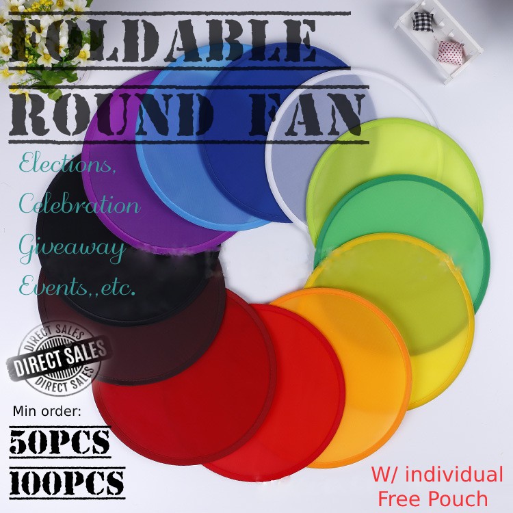 100pcs Foldable Round Fan w/ Pouch Portable Simulation Best for ...