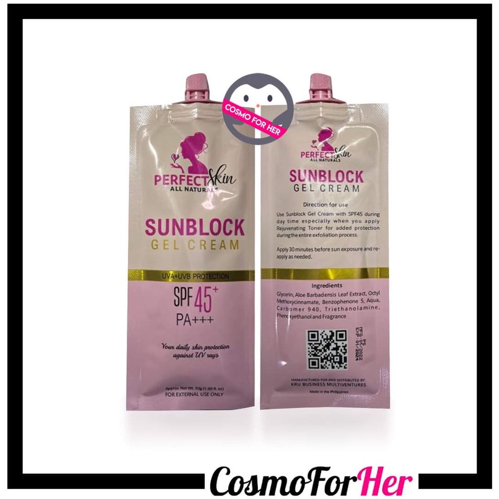 Authentic Perfect Skin Sunblock Gel Cream SPF45 50g | Shopee Philippines