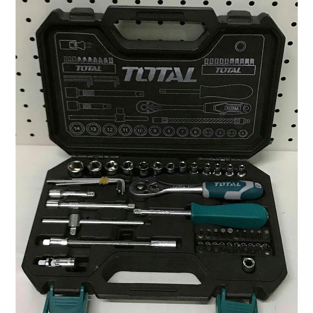TOTAL 45Pcs 1/4 socket set INDUSTRIAL THT141451 | Shopee Philippines