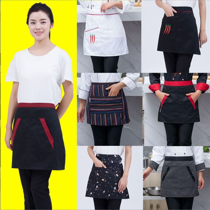 Ready Stock Waiter men's and women's half-length aprons Western ...